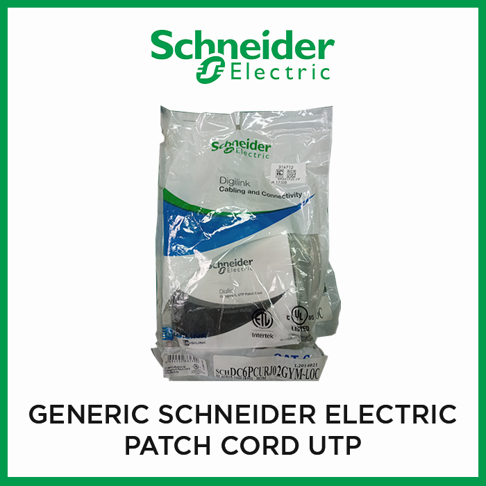 SCHNEIDER ELECTRIC CAT 6, PATCH CORD, UTP, 2M, GREY (DC6PCURJ02GYM ...