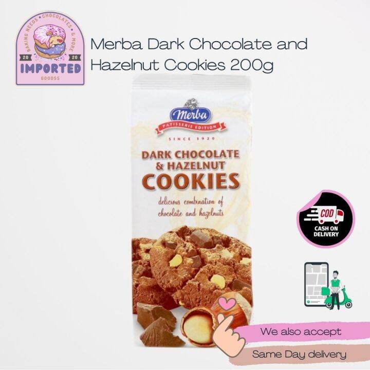 Merba Dark Chocolate and Hazelnut Cookies 200g | Lazada PH