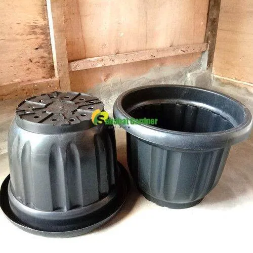 2 pot besar ukuran 60 cm,pot eboni warna hitam ukuran 60cm | Lazada ...