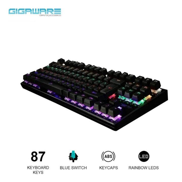 Gigaware K28 Limited Edition Blue Switch Mechanical Keyboard (Clicky & Tactile) (Black) | Lazada PH