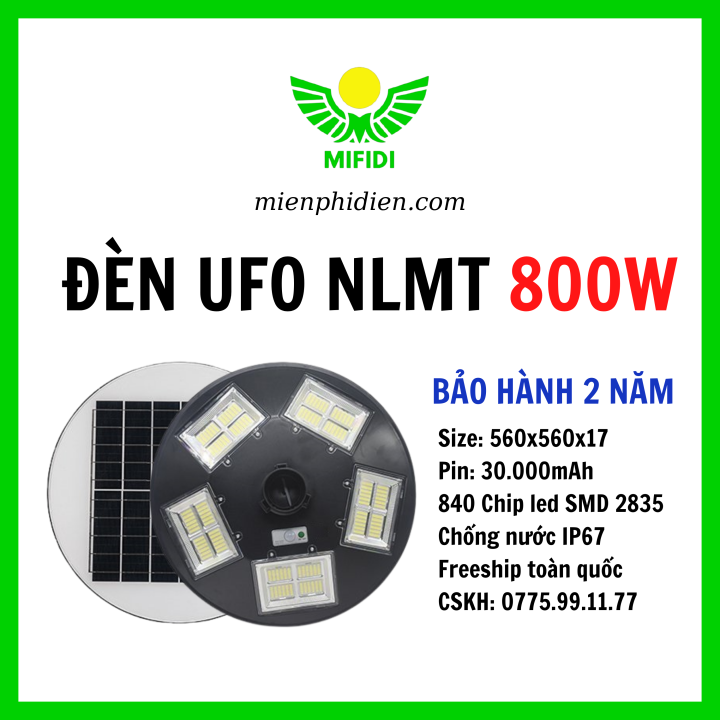 Đèn UFO 800W năng lượng mặt trời ánh sáng trắng. Pin khủng 30.000mah. Đèn đĩa bay NLMT Bảo hành ...