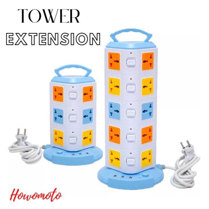 2500W Vertical Tower 1.8M Extension Cord Power Socket Station with 3 ...