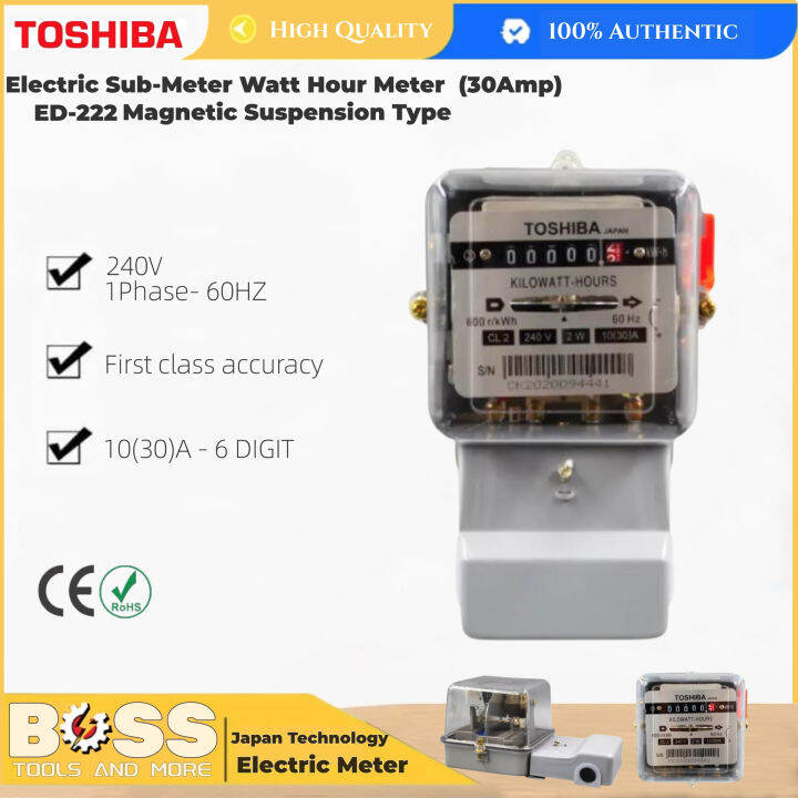 Toshiba Electric Sub-Meter Watt Hour Meter ED-222 (30Amp) Magnetic ...