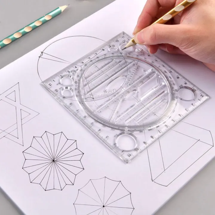 Multifunctional Rotatable Drawing Ruler Students Mathematical Drafting ...