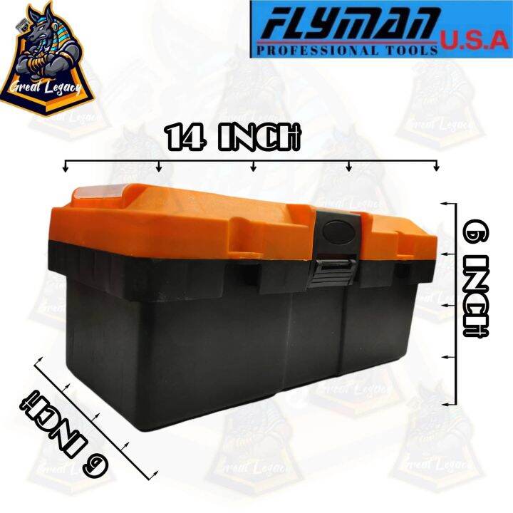 ORIGINAL FLYMAN USA 16" Plastic Tool Box Case with Removable Tray 16(L ...
