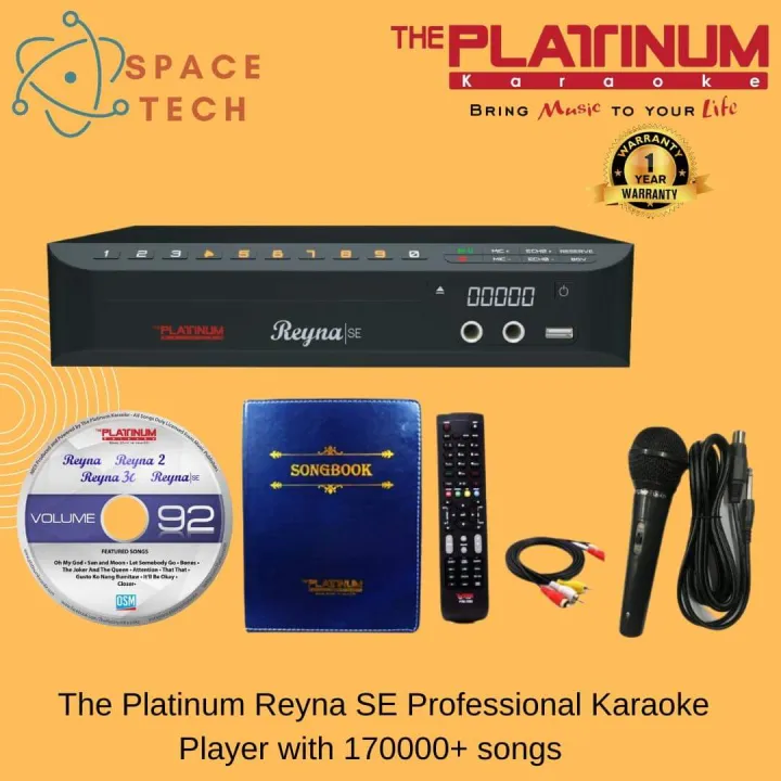 The Platinum Reyna SE Professional Karaoke Player with Free Wired Mic -VOLUME 92 UPDATED CD ...