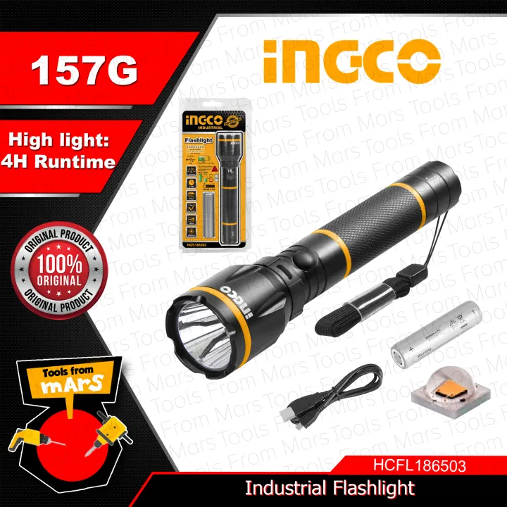 INGCO Industrial Emergency Flashlight HCFL186503 •TOOLS FROM MARS• IHT ...