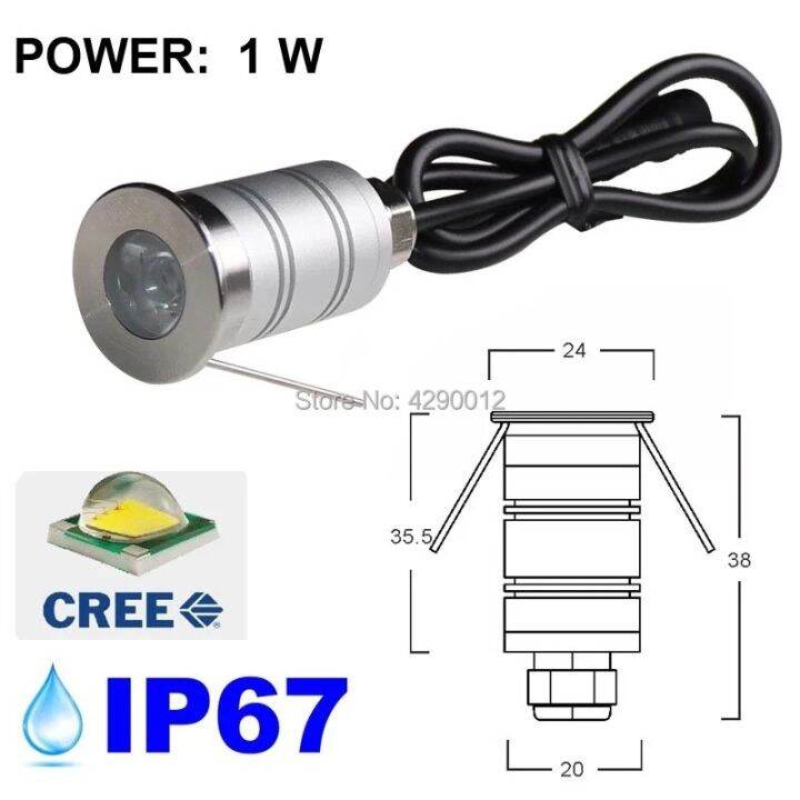 12V 1W Mini LED Recessed Spotlight Waterproof Outdoor 15D Garden Deck ...