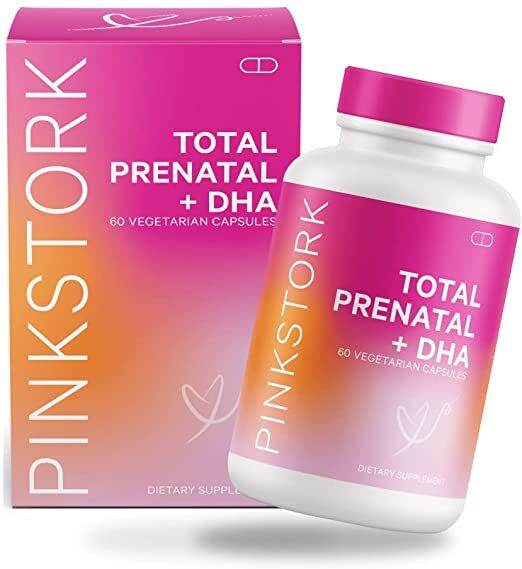 Pink Stork Total Prenatal Vitamins Plus DHA 60 Vegetarian Capsules ...