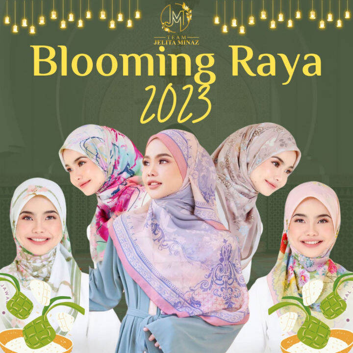 Minaz Hijab Bawal Blooming Raya 2023 Tudung Bawal Printed Corak Anti ...