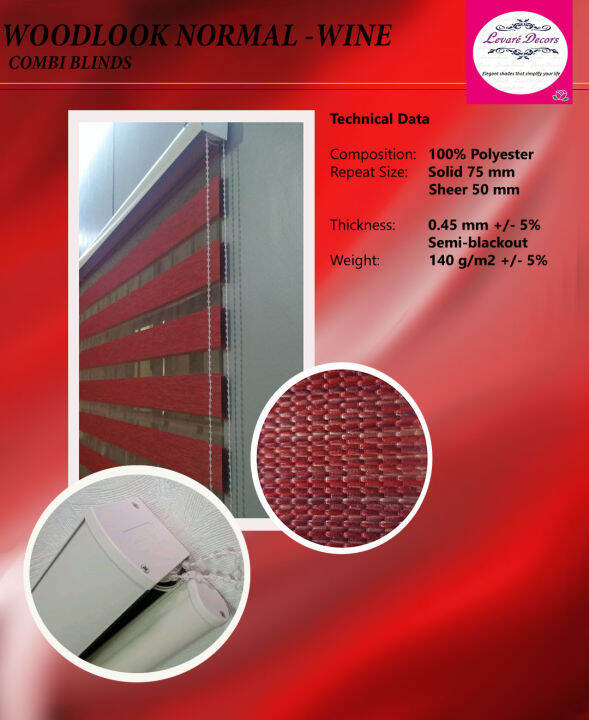 Levare Decors: Woodlook Normal - Wine Combi Blinds for Windows | Lazada PH
