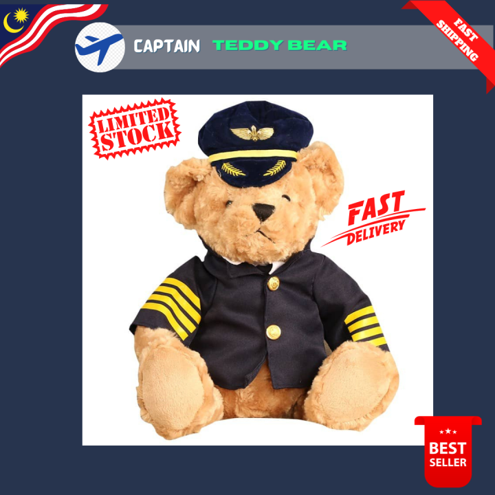 [SAME DAY SHIPPING 🇲🇾] Soft and Fluffy Captain Teddy Bear | Lazada