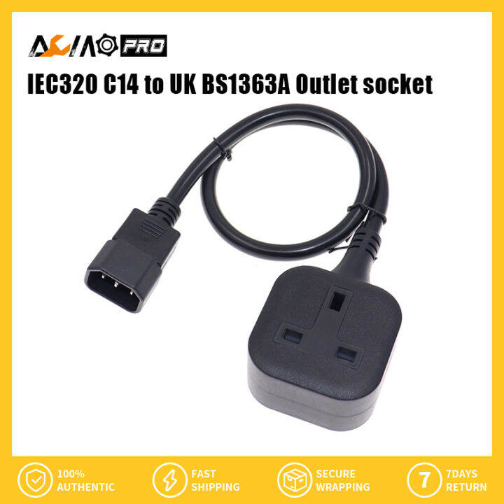 AumoPro 0.3/0.6M IEC320 C14 To UK BS1363A Outlet Socket,IEC C14 Male ...