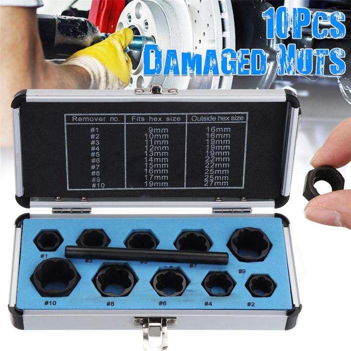 10pc Damaged Nut Bolt Remover Stud Extractor Set (9-19mm) Threading Tool New | Lazada PH