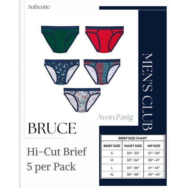 * AVON MEN'S CLUB BRUCE BRIEF 5 IN 1 PACK (HI-CUT) | Lazada PH