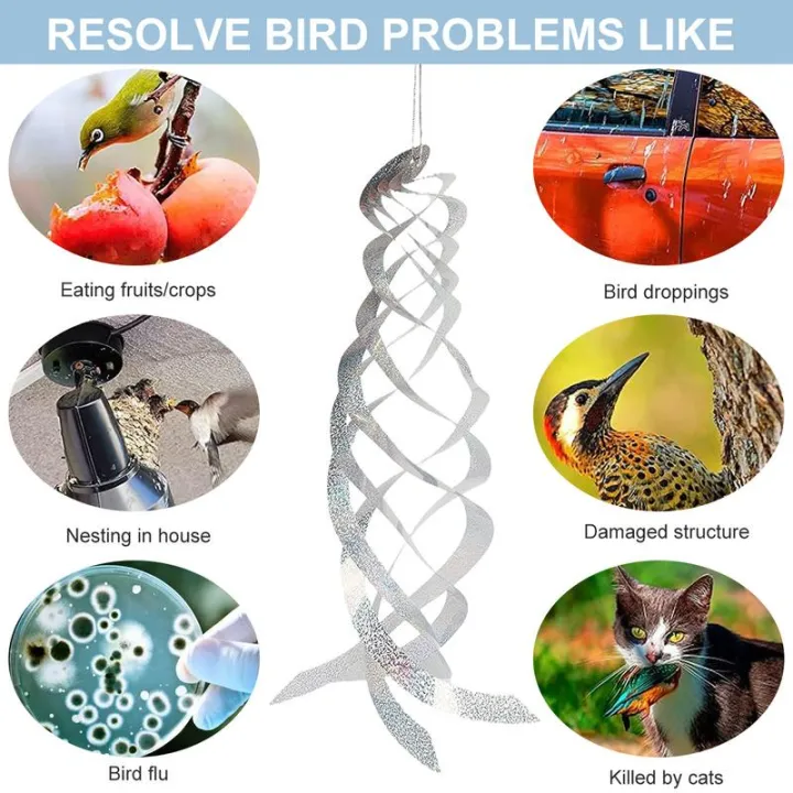 PTE Silver Mylar Spinner Bird Repellent Reflector Scare Birds Away ...