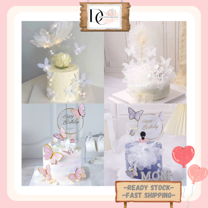 Ins Butterfly Cake Topper Butterfly Set Cake Decoration Hiasan Kek Rama ...