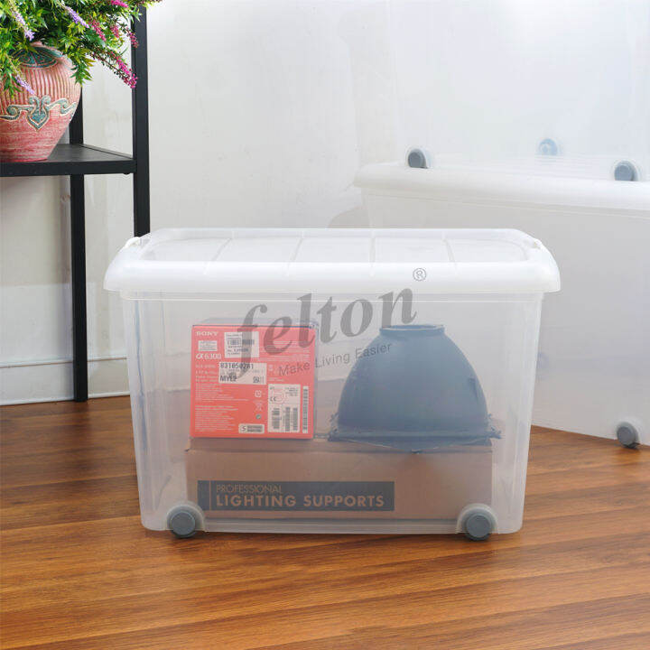 Felton Iconic Storage Box With Wheel, transparent box, wheel container ...