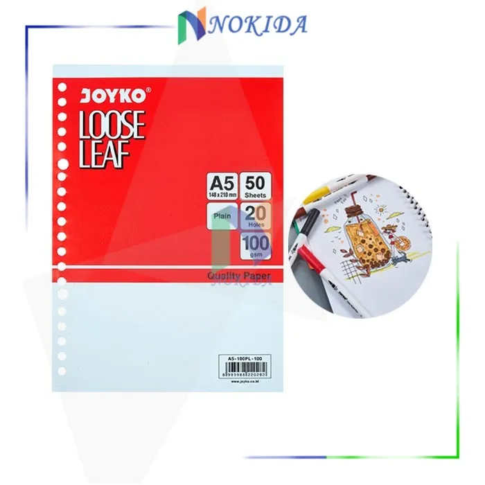 Nokida Kertas Binder Putih Polos Joyko Loose Leaf A5-100PL-50 [50 ...