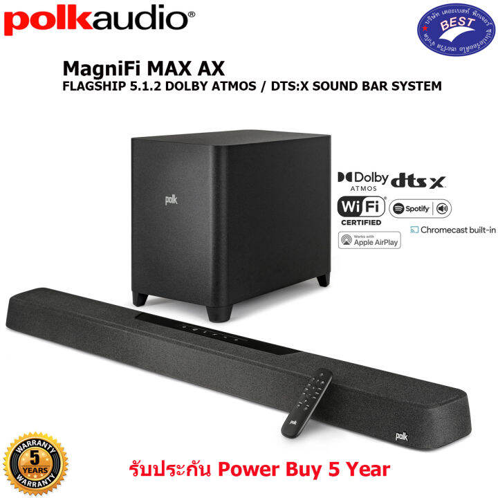 Polk MAGNIFI MAX AX FLAGSHIP 5.1.2 DOLBY ATMOS / DTS:X SOUND BAR SYSTEM ...