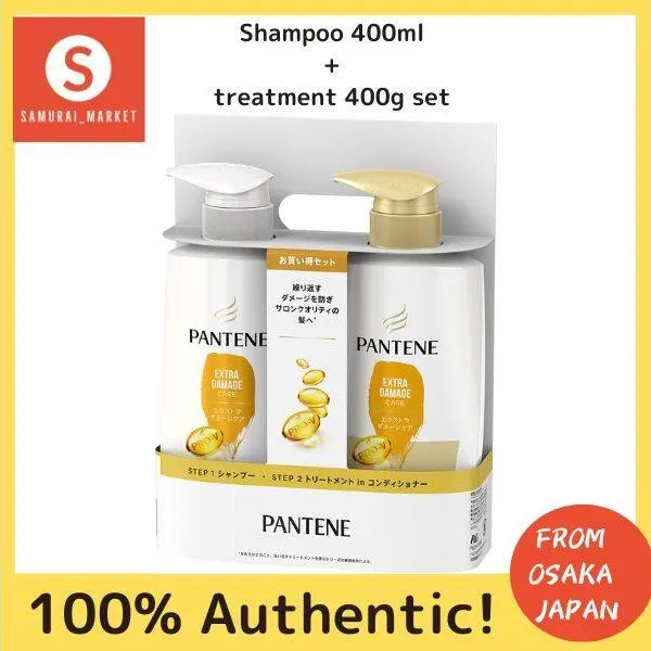 Pantene Extra Damage Care Shampoo pump 400ml + treatment pump 400g set for damage such as cut ...