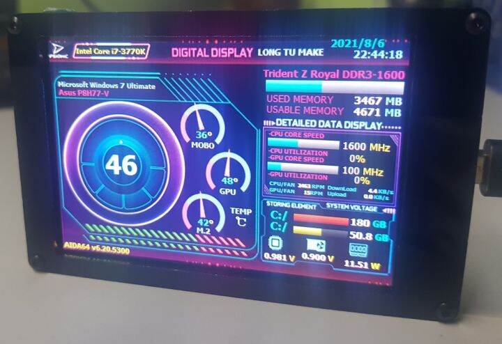 USB2LCD 3.5นิ้ว IPS LCD Monitor แสดงแสง AIDA64 RGB หายใจ USB แสดงผลหน้าจอย่อยสำหรับพีซี ...