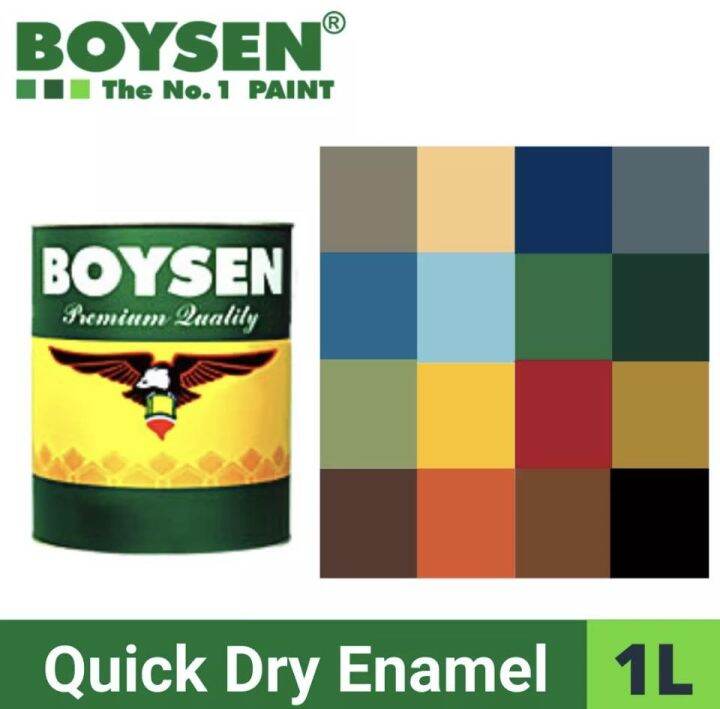 S.W Boysen 1Liter Quick Drying Enamel LEMON YELLOW B-661/DELFT BLUE B ...
