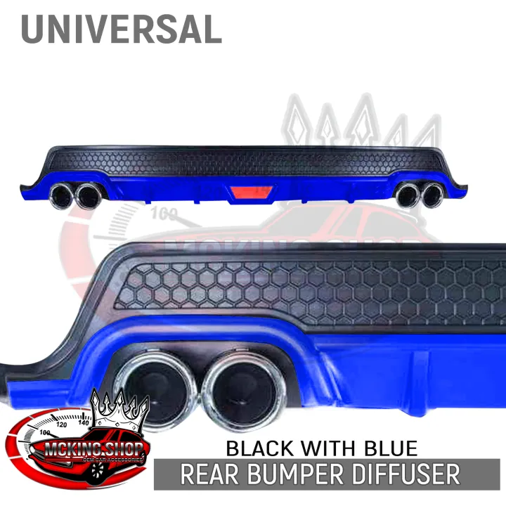 Universal Rear Bumper Diffuser Fits all Cars (Black and Blue Design ...