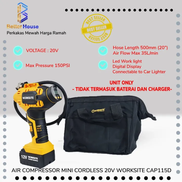 Pompa Angin Mini Compressor Cordless 20V WORKSITE CAP115D Unit Only ...
