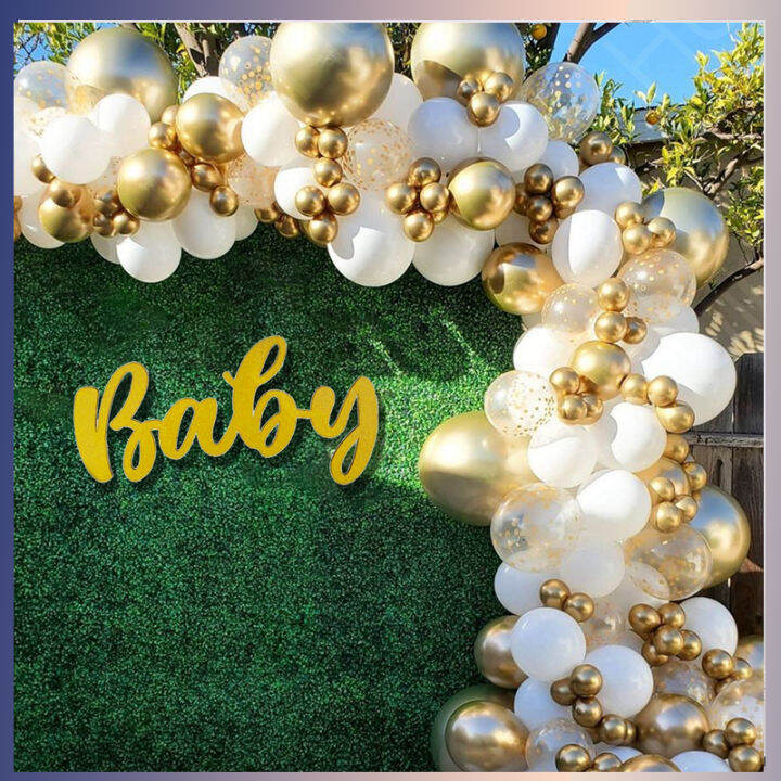 135PCS Set White Gold Arch Tower Decoration Balloon Set for Graduation ...