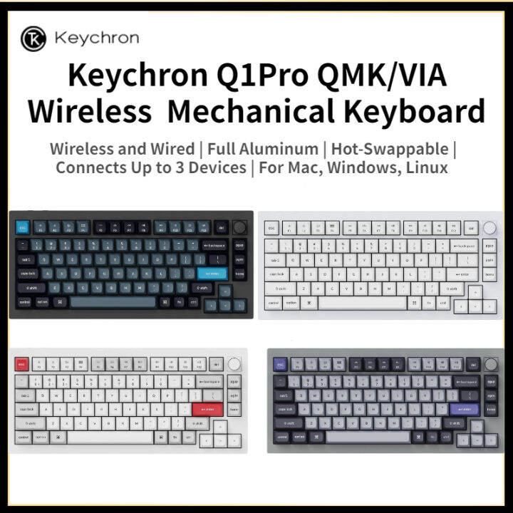 Keychron ดั้งเดิม Q1 Pro คีย์บอร์ดแบบกลไกไร้สายแบบถอดเปลี่ยนได้ตัวค้ำ ...