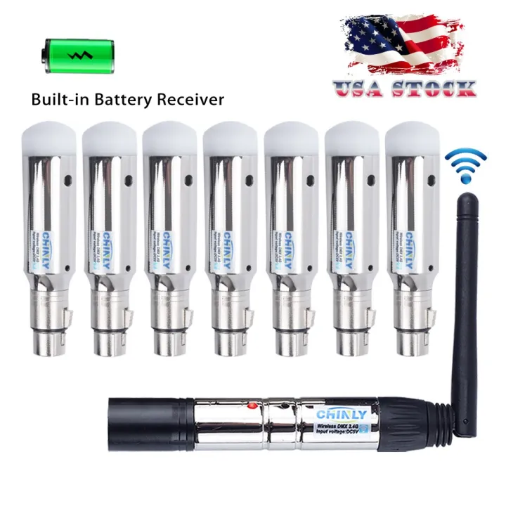 DMX512 Wireless Transmitter Receivers Rechargeable Battery 2.4G ISM ...