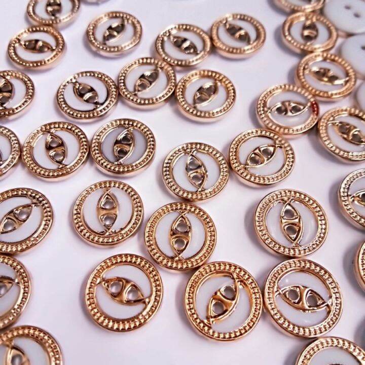Kancing Baju Unik Motif mata Corak Emas Lobang 2 diameter 13mm dan 15mm ...