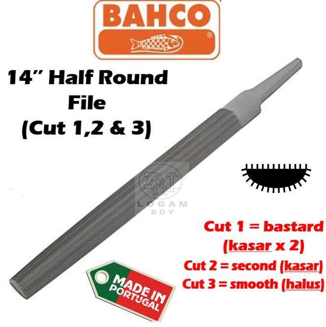 14" BAHCO Half Round File Kikir Besi Gigi Bastard Cut Second Smooth ...