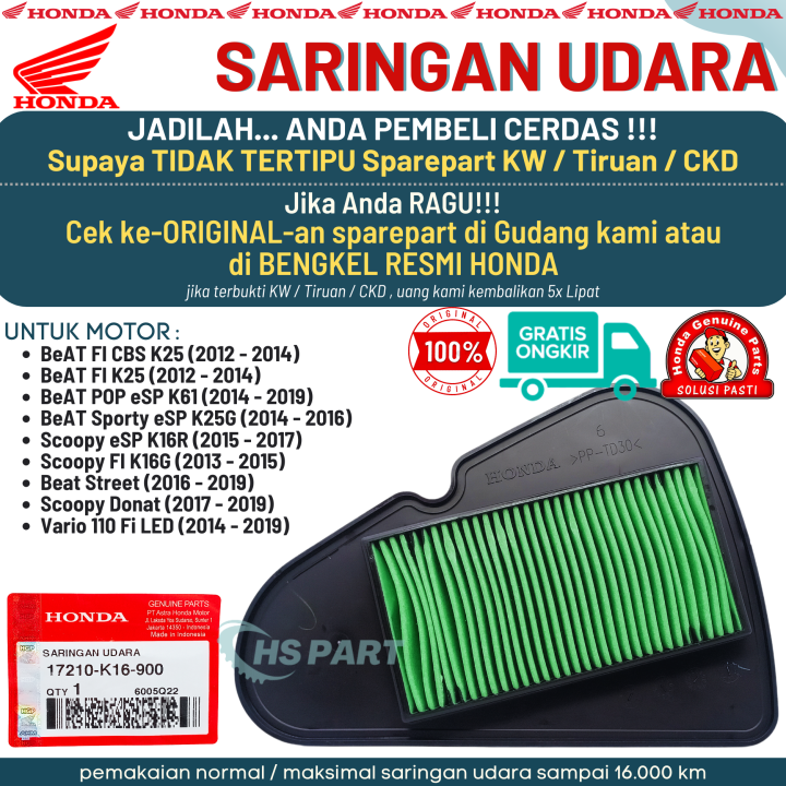 Saringan Udara Filter Udara Beat Fi Original , Filter Udara Beat Esp ...