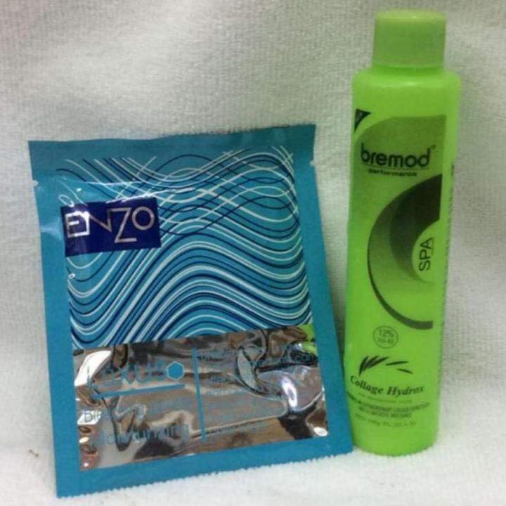 1 set of Enzo Bleaching powder sachet with bremod oxidizing cream 100ml ...