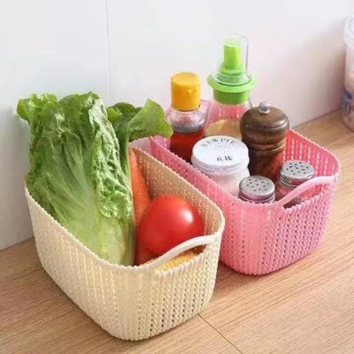 Plastic Portable Storage Basket Desktop Rattan Basket | Lazada PH