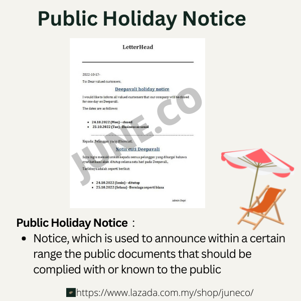 Public Holiday Notice Notis Cuti Umum 公共假期通知 | Lazada