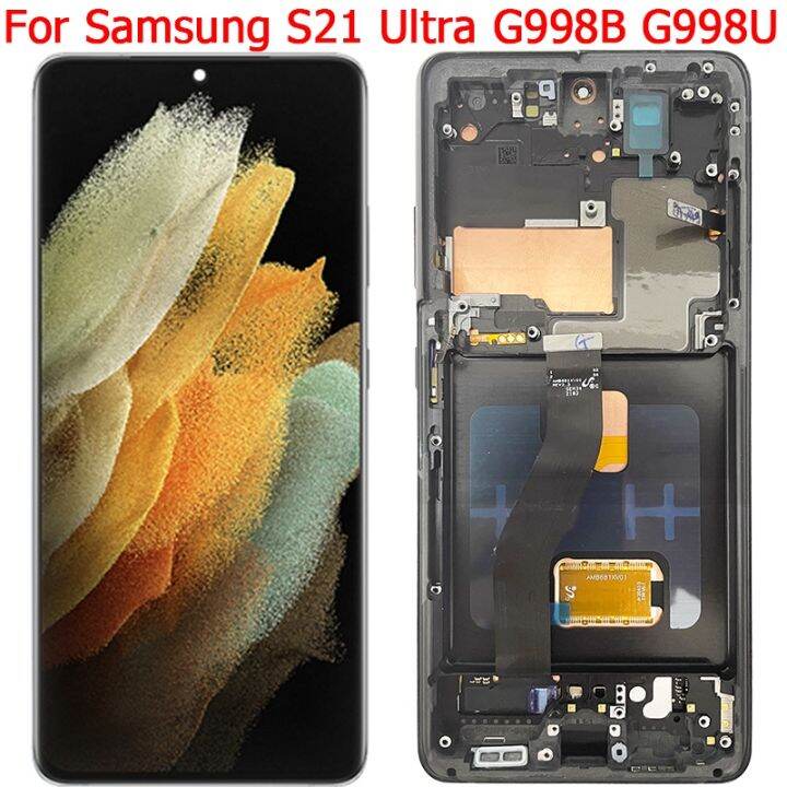 Original For Samsung Galaxy S21 Ultra Display LCD Screen With Frame 6.8 quot; SM-G998B G998W ...