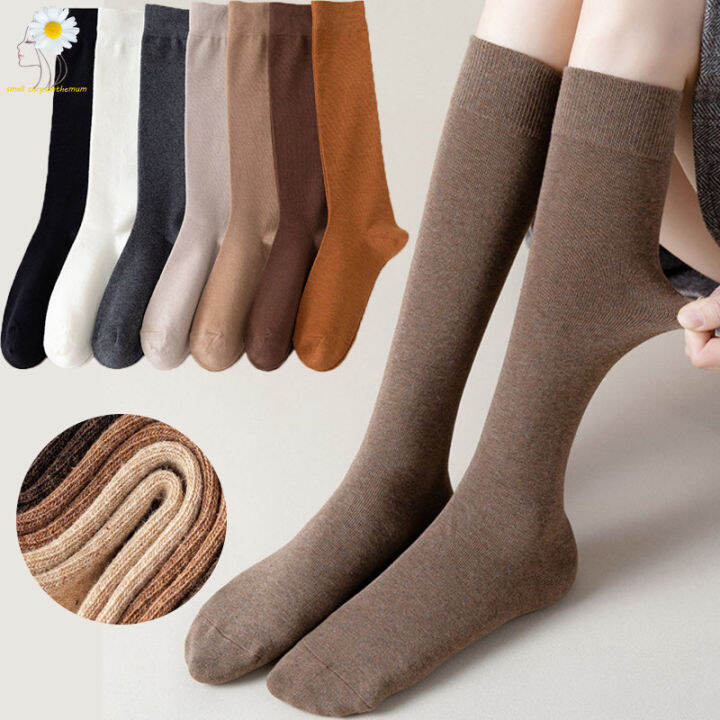 7 Colors Winter Women Long Socks Cotton Knee Sock Solid Color Warm ...