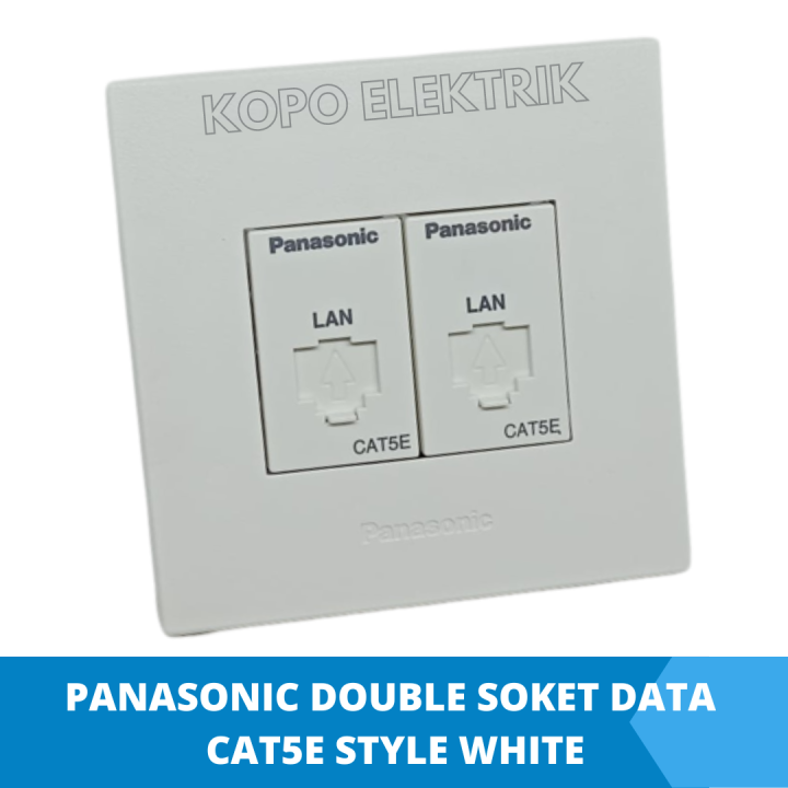 Panasonic Double Outlet Data LAN CAT5E Style White Tanam Minimalis ...