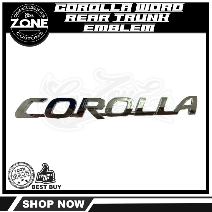 COROLLA Word Rear Trunk Emblem for Toyota Corolla Altis (Chrome Coated ...