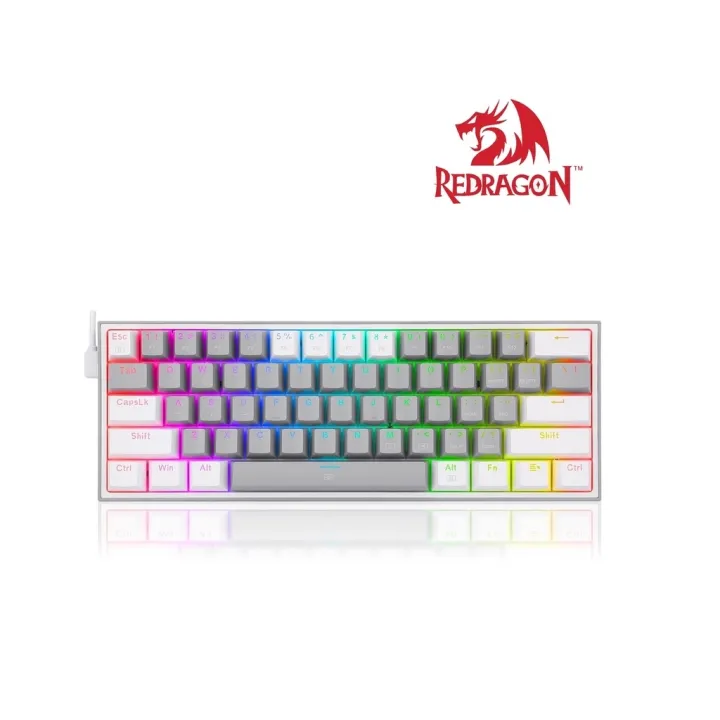 ☑☞ Redragon K617 RGB Fizz Grey-White/Pink-White 60 Wired RGB Gaming ...