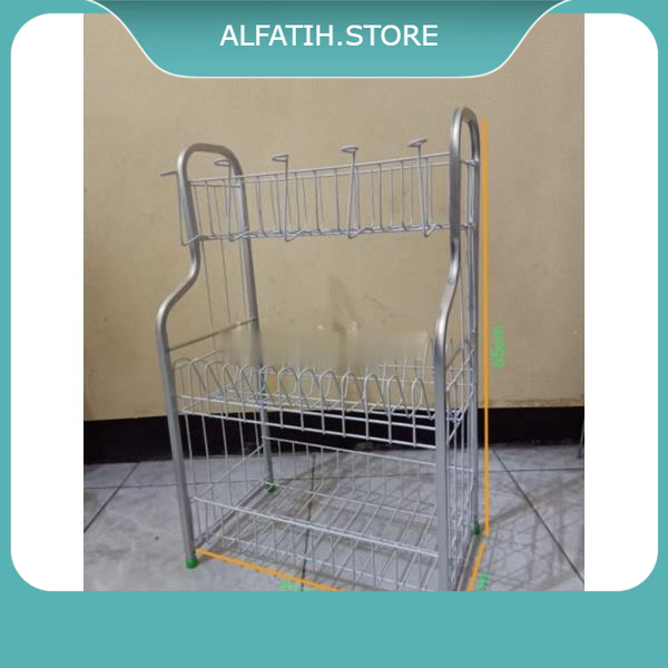 Rak piring Rpl aluminium susun 3/Rack/Rak wastafel/Rak pengeringan ...