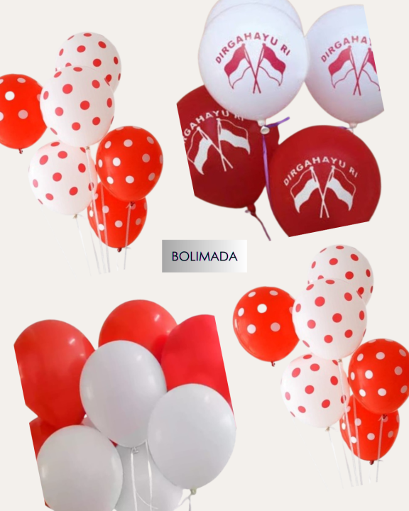 Balon merah putih tulisan polkadot polos balon dekorasi HUT RI ...