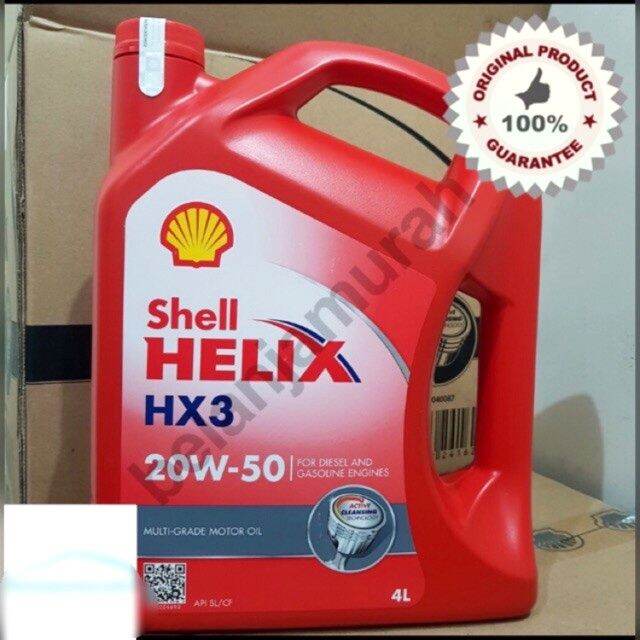 Oli Shell Helix HX3 SAE 20w-50 Galon 4 Liter 100% ASLI | Lazada Indonesia