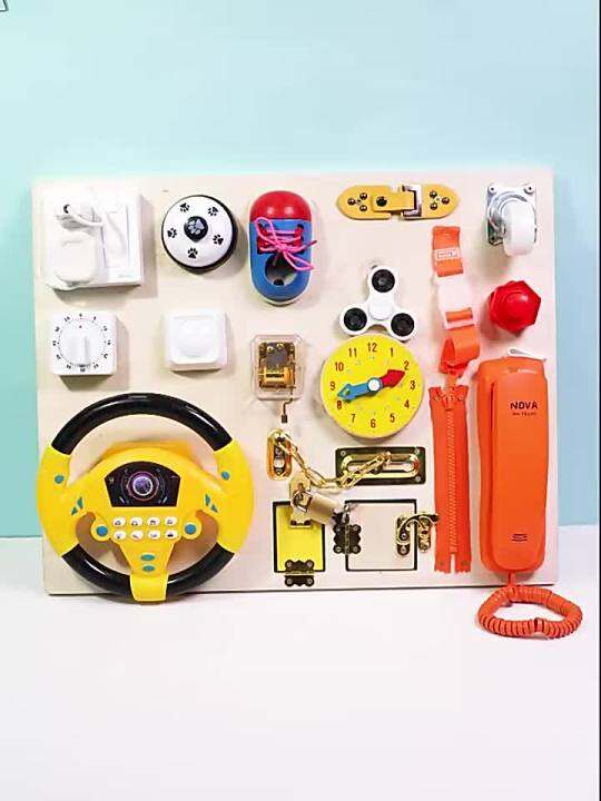 Kid Busy Board Montessori Unlock Light Plug Socket Toy Sensory Board ...