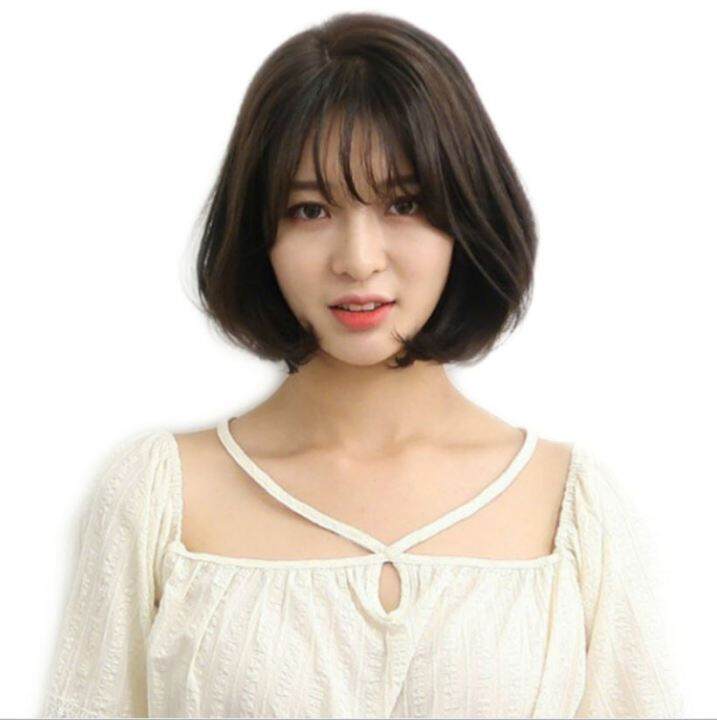 Wig Rambut Sintesis Wanita Lurus Pendek Short Natural Hair Korean ...