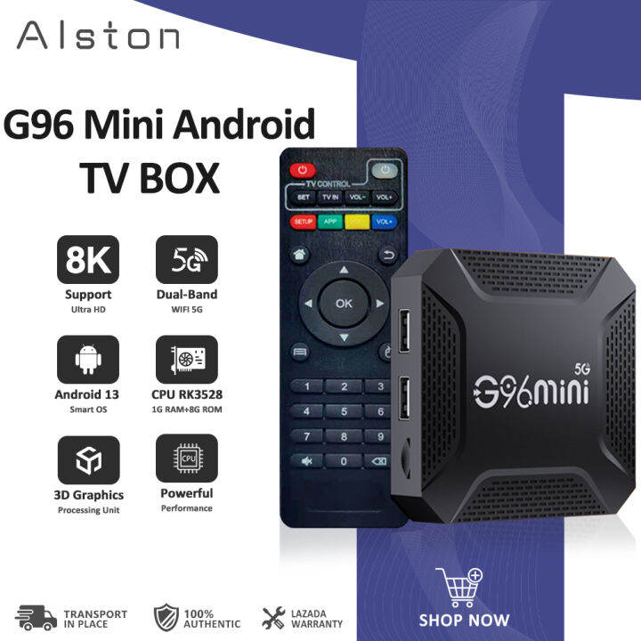 G96 Mini TV Box 8K 1GB+8GB Wireless 2.4G/5G dual-band WiFi Android 13 Google Assistant HDR ...