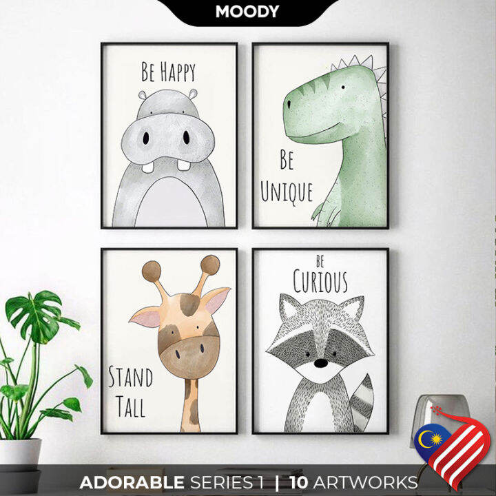 MOODY ADORABLE Framed Poster Series 1 | Children Cute Animals Poster ...